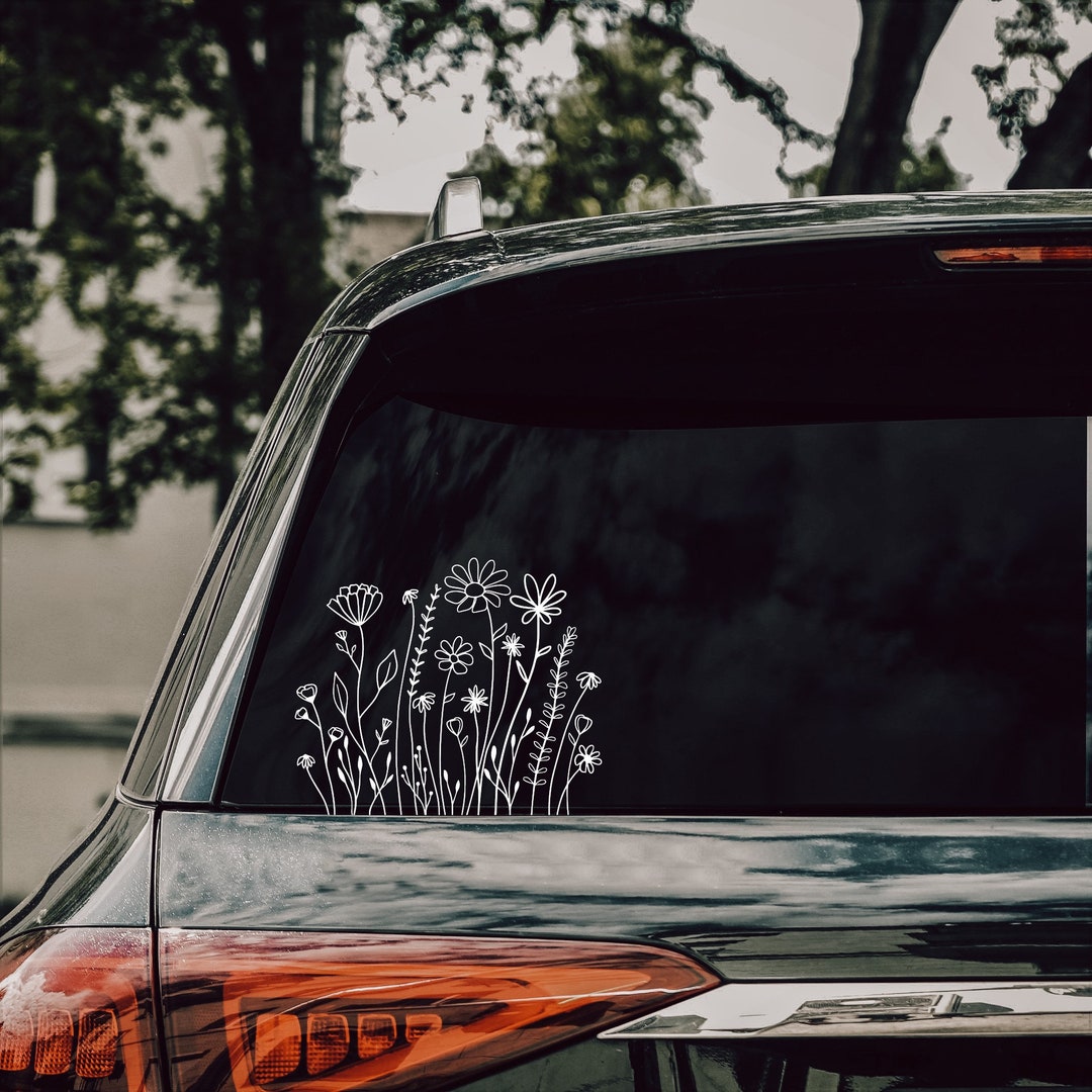 Botanicals Car Decal/ Cute Wild Flowers Window Sticker - Etsy