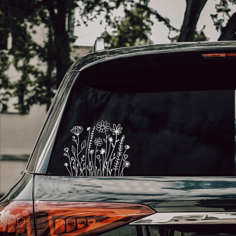 Botanicals Car Decal/ Cute Wild Flowers Window Sticker - Etsy