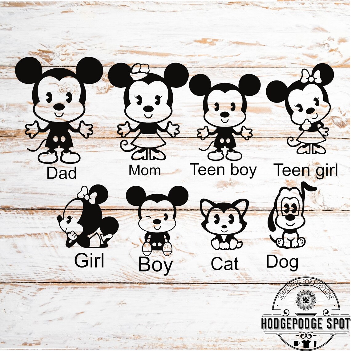 Mickey Mouse Inspired Stick Figure Family Decal Sticker/ Chibi | Etsy