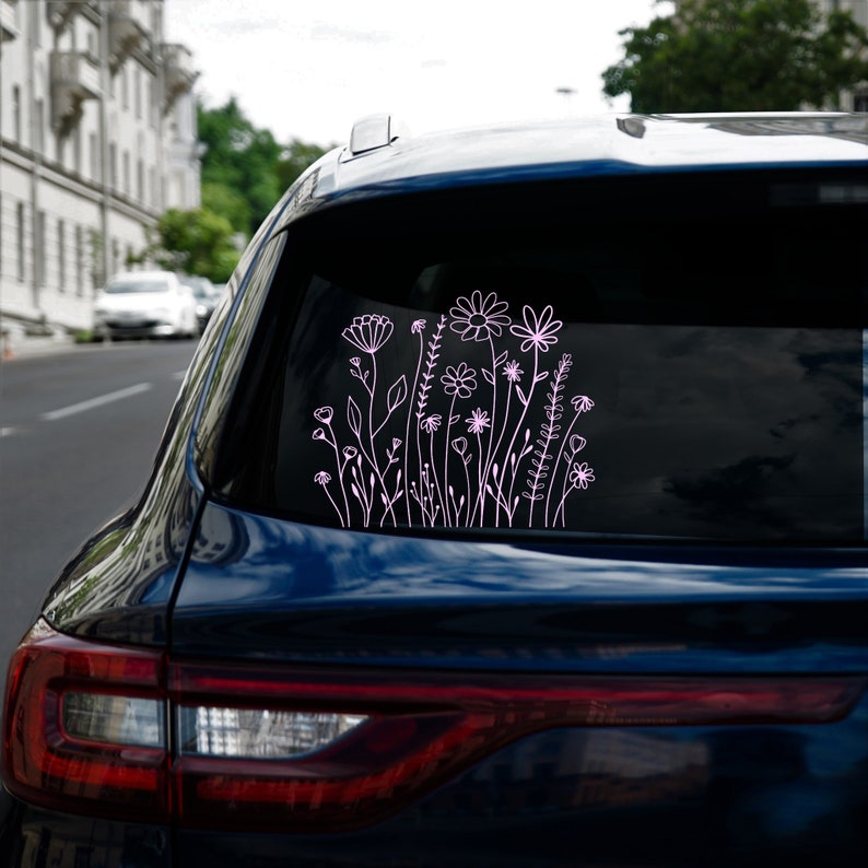 Botanicals Car Decal/ Cute Wild Flowers Window Sticker - Etsy