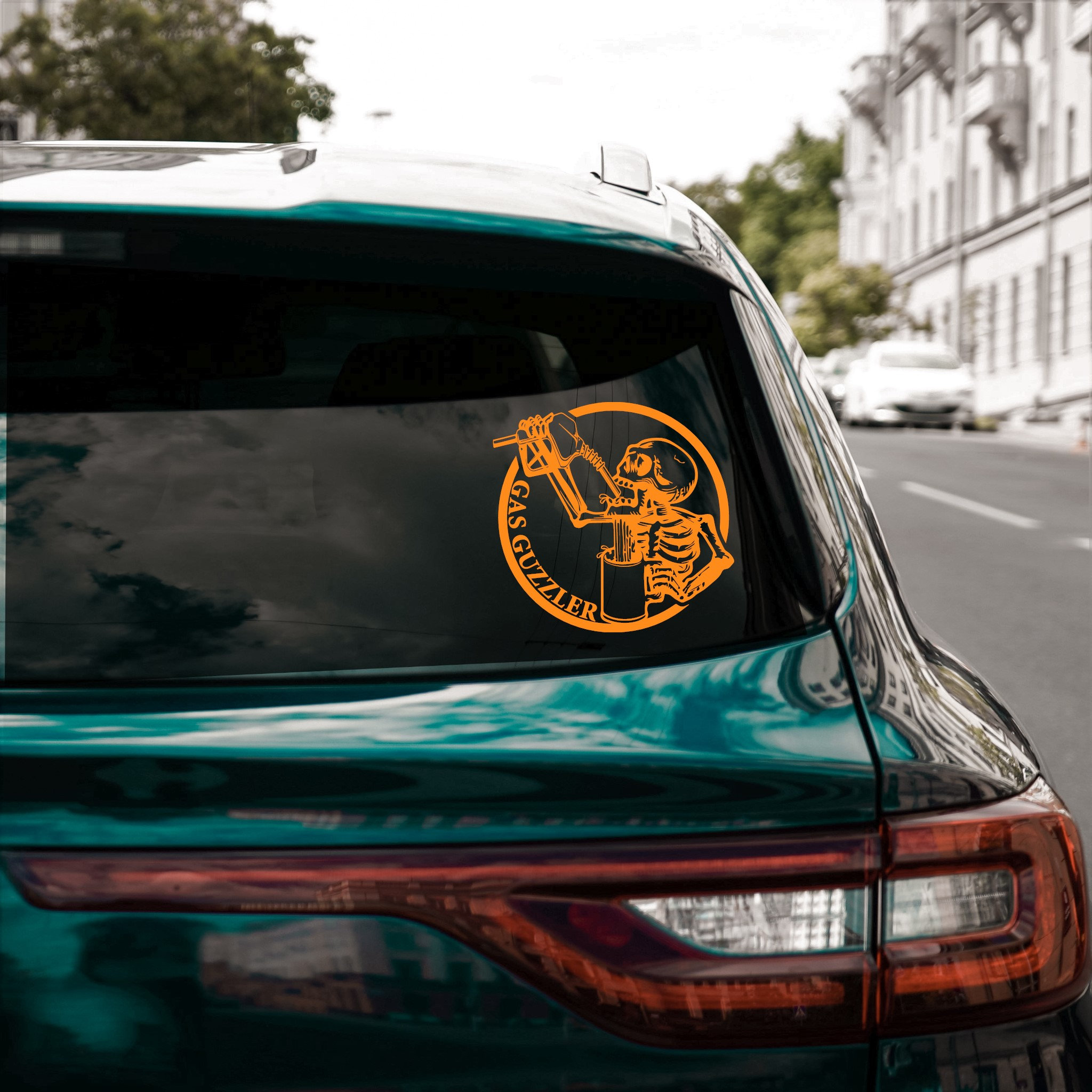 Gas Guzzler Car Sticker/ Funny Skeleton Drinking Gasoline - Etsy