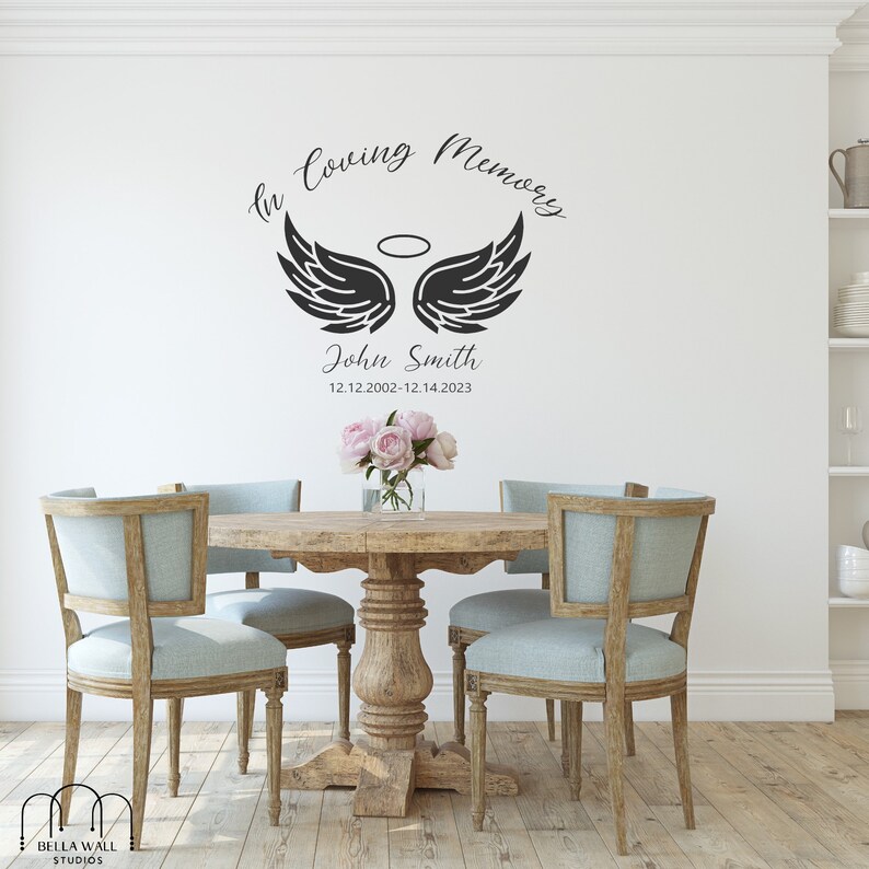 Angel Wings in Loving Memory Car Decal/ Personalized Name Memorial Wall ...