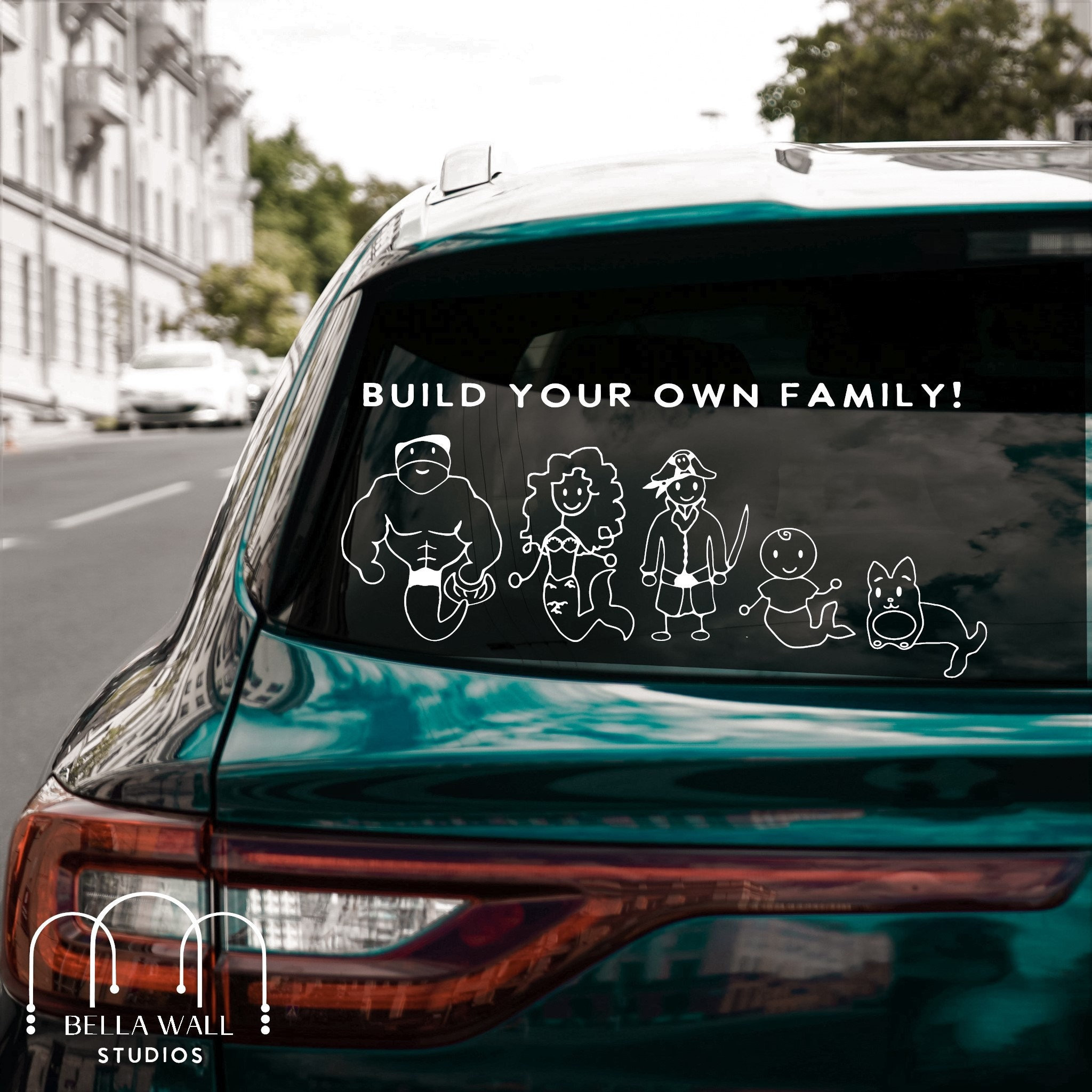 Mermaid Stick Figure Family Car Decal / Pirate Stick Family Car Sticker ...