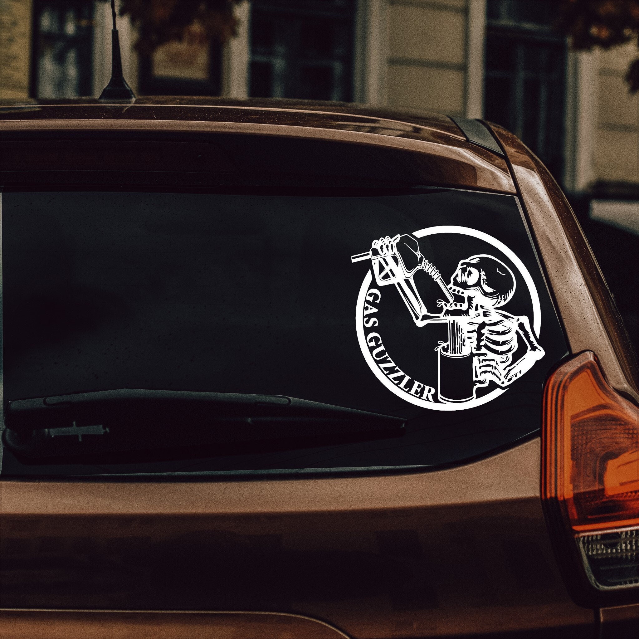 Gas Guzzler Car Sticker/ Funny Skeleton Drinking Gasoline - Etsy