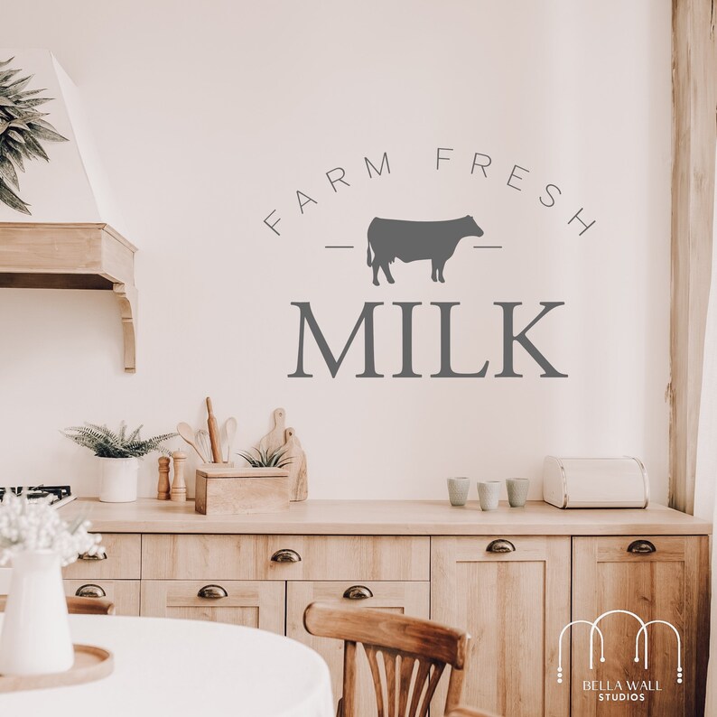 Farm Fresh Milk Cow Decal, Farm Decal, Modern Farmhouse Decor, Cow Wall ...