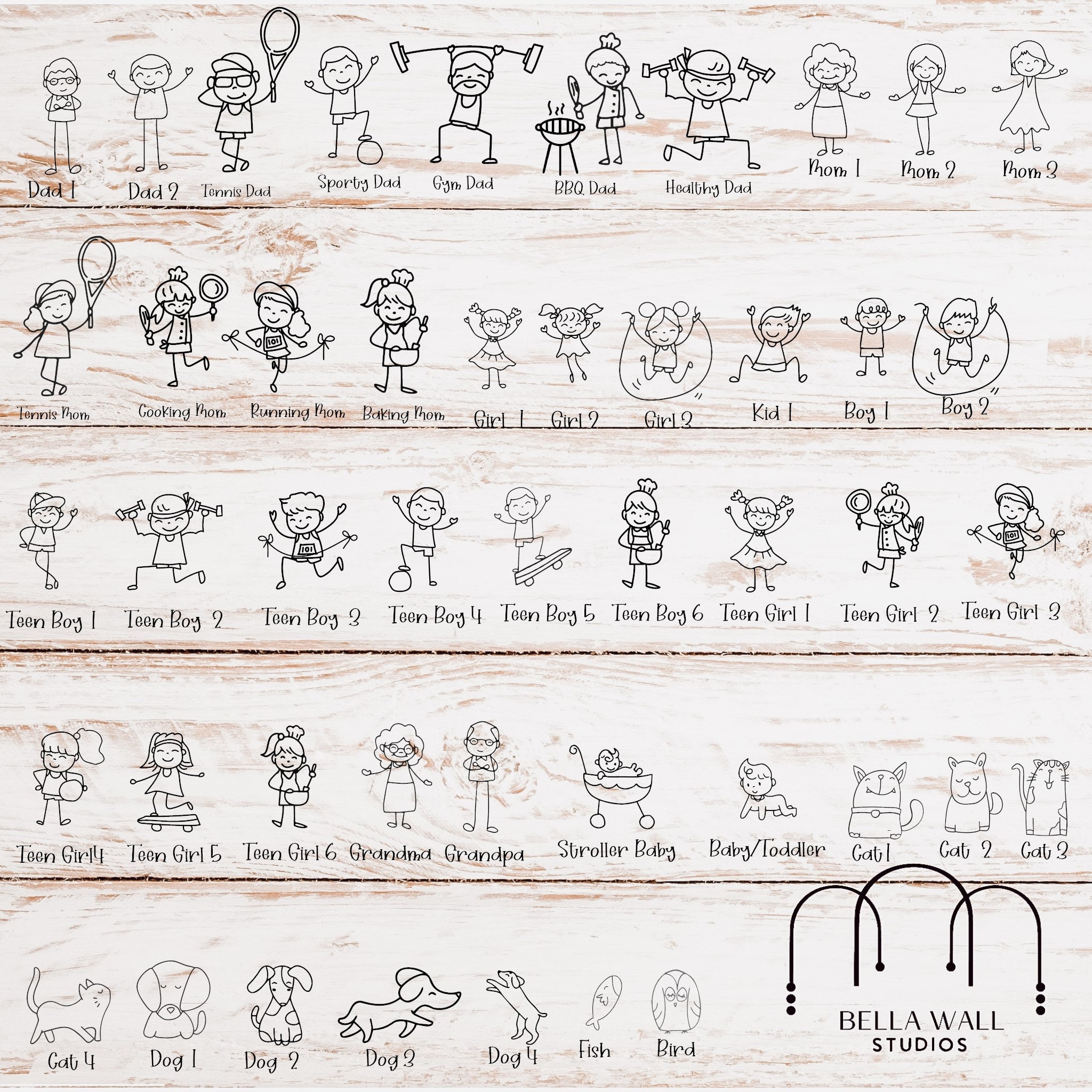 Create Your Own Stick Figure Family Car Decal Sticker - Etsy