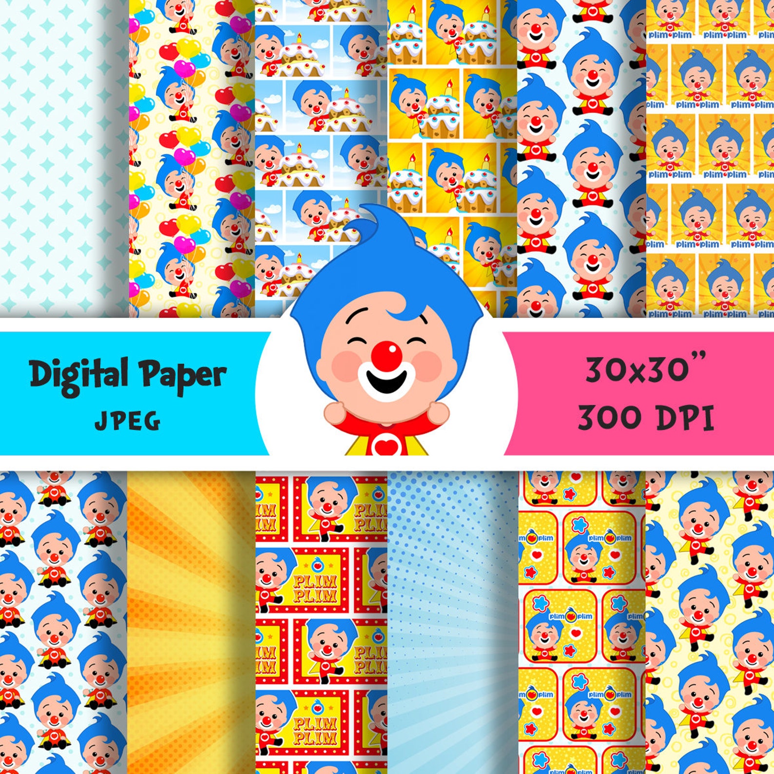 Plim Plim Digital Paper Printable Scrapbooking | Etsy