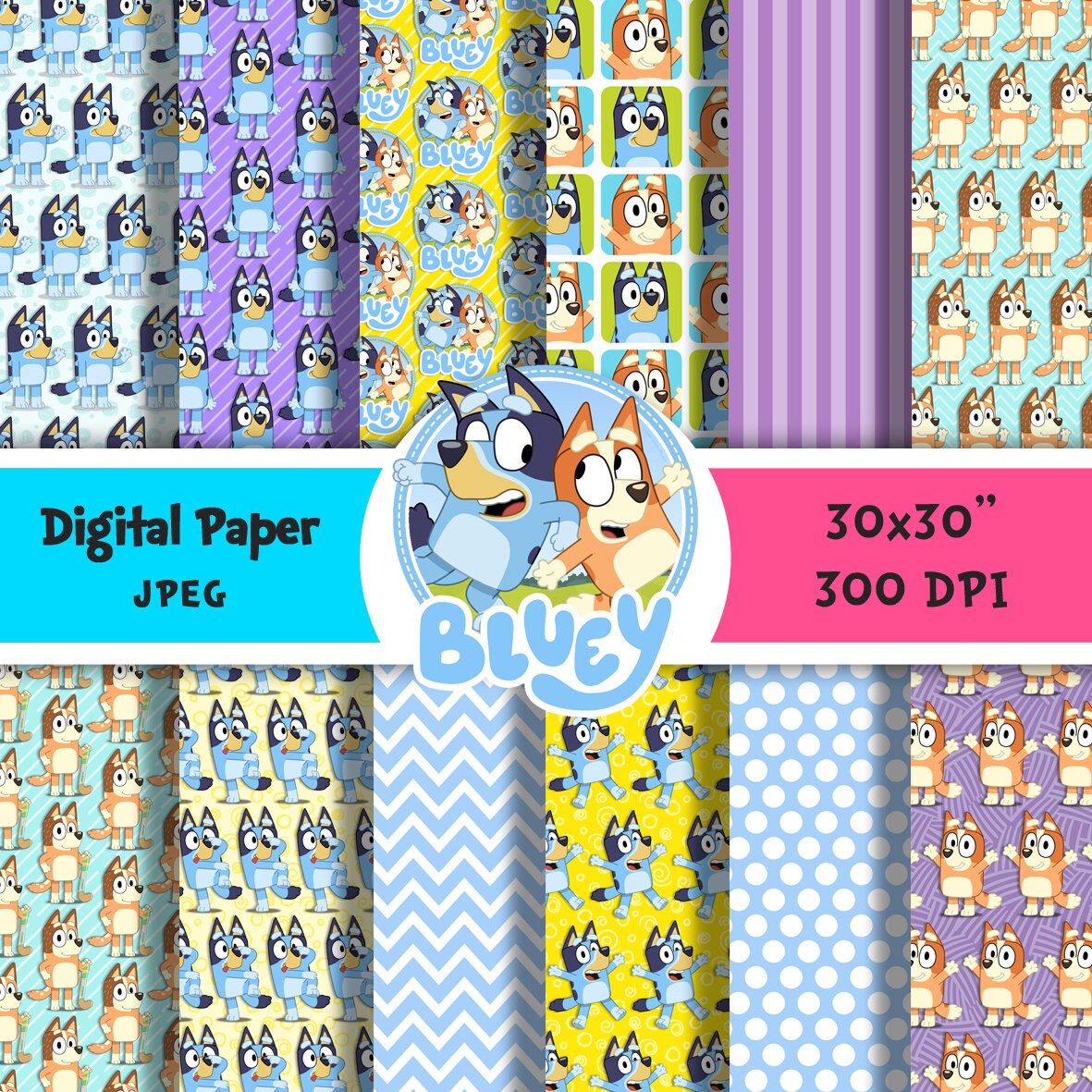 Bluey Papel digital imprimible scrapbooking fondo | Etsy