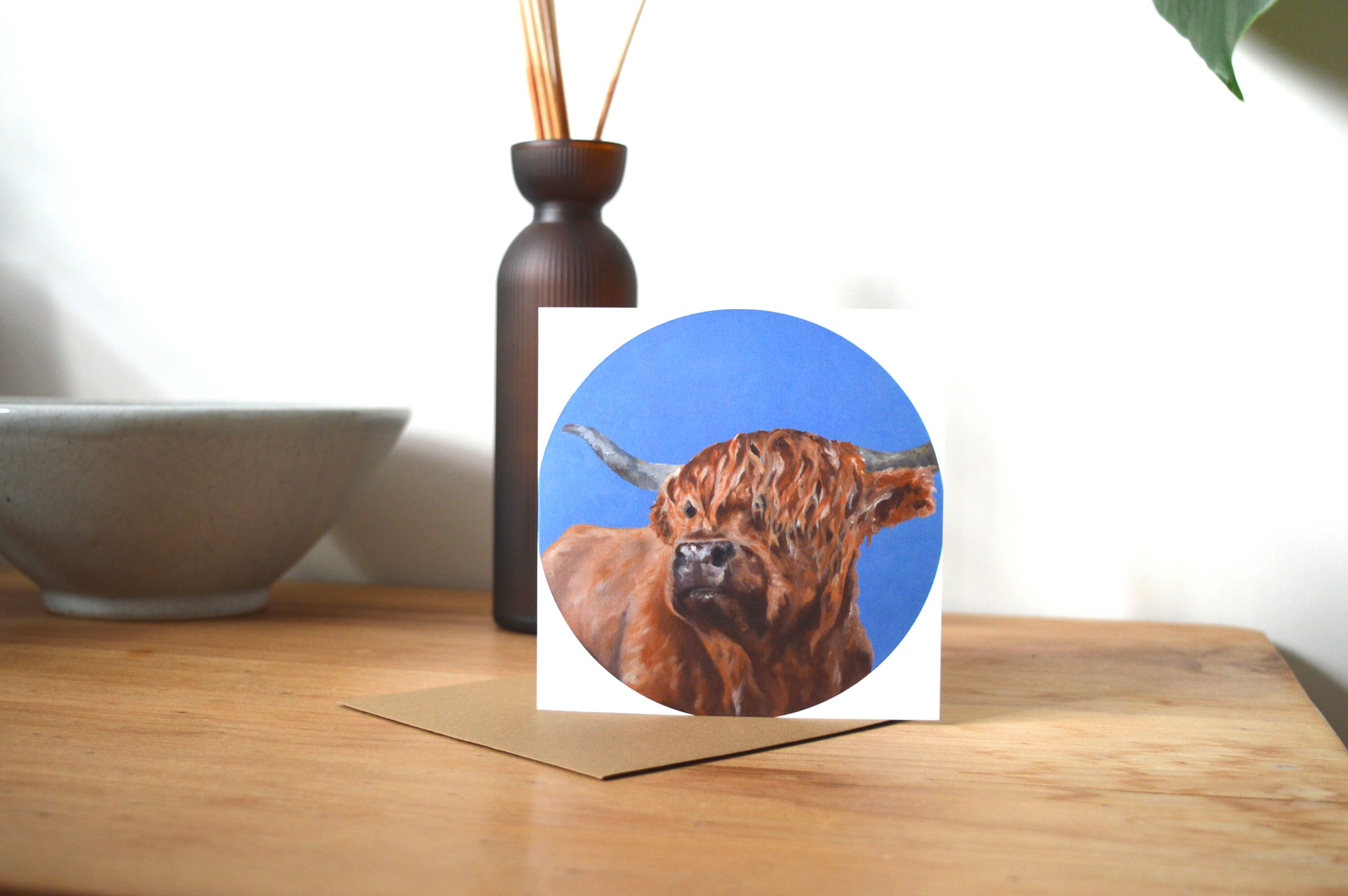 Highland Cow Greeting Card, Cow Art, Cow Birthday Card, Higgland Cow ...