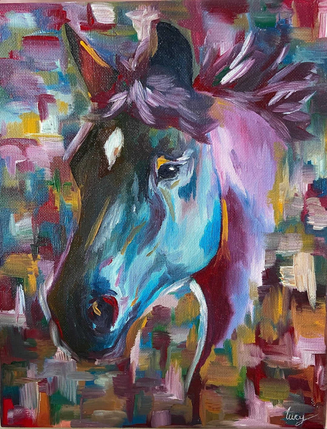 Moonbat Horse Painting Abstract Horse Art Colour Horse - Etsy