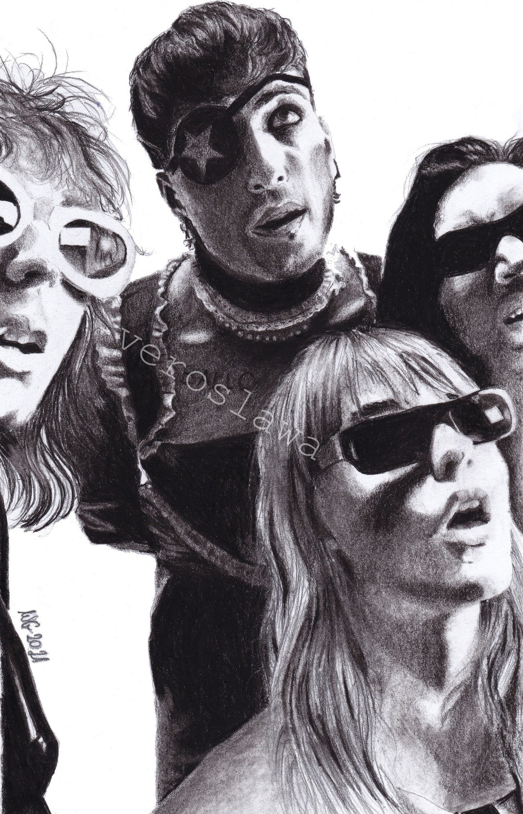 Måneskin Charcoal Drawing Print Damiano David Poster Portrait - Etsy