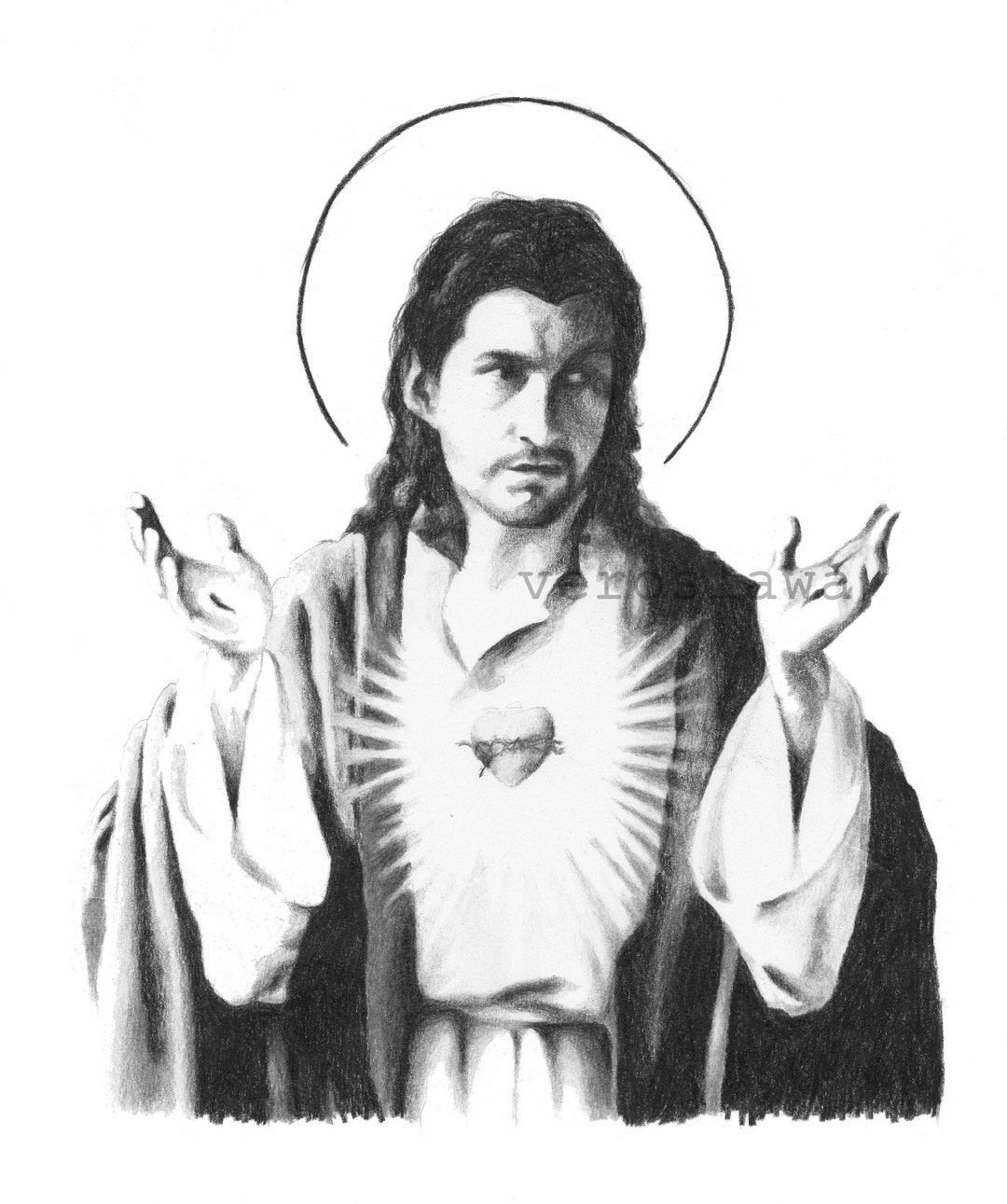 Alex Turner as Jesus Drawing Print Arctic Monkeys Fan Art Rock Band ...