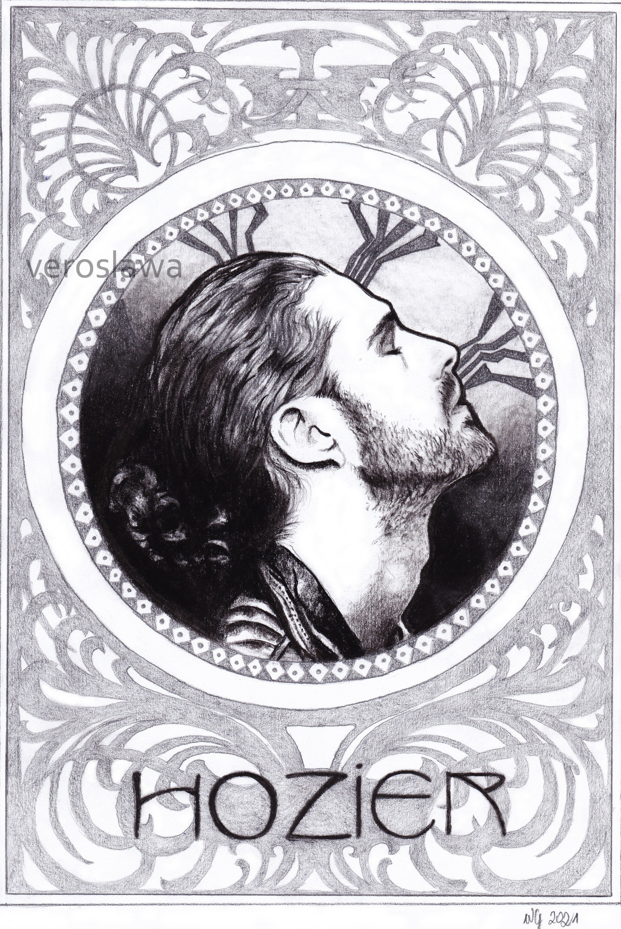 Hozier Drawing Print Art Nouveau Style - Etsy