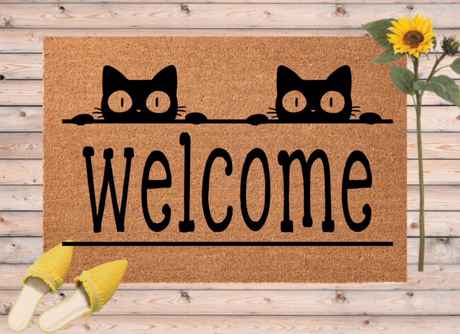 Two Cats Welcome Door Mat Cat Lover Door Mat Outdoor Black - Etsy
