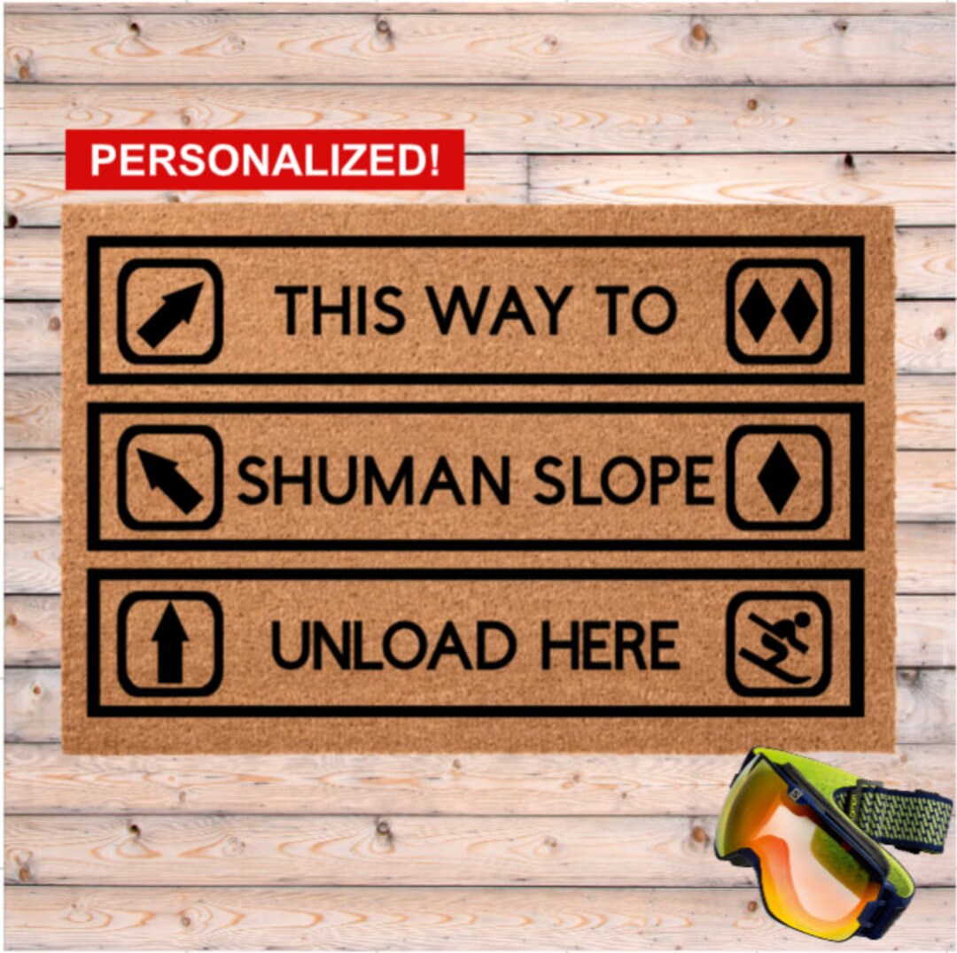 Ski Slope Sign Custom Coir Doormat, Skiing Welcome Mat Personalized ...
