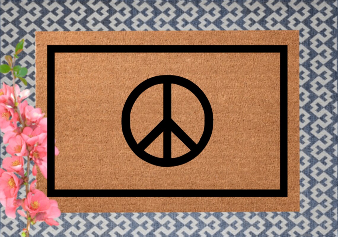 Peace Door Mat Peace Sign Doormat Peace Symbol Coir Welcome - Etsy