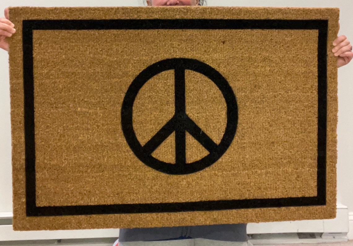 Peace Door Mat, Peace Sign Doormat, Peace Symbol Coir Welcome Mat ...