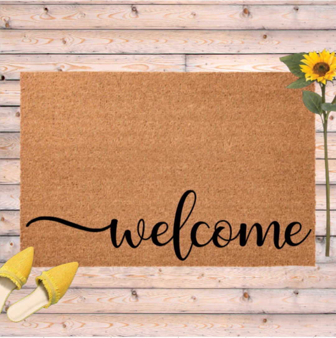 Welcome Mat Script, Welcome Doormat, Custom Painted Doormat, Outdoor ...