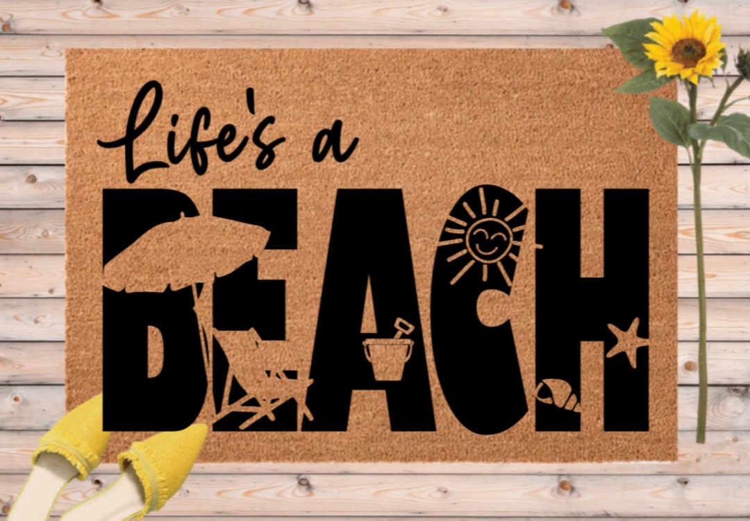 Beach Doormat, Beach House Door Mat, Summer Theme Welcome Mat, Life's a ...