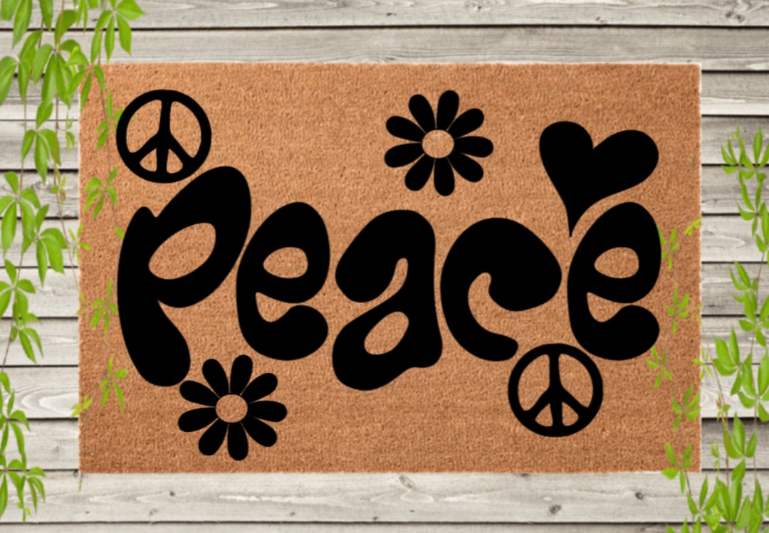 Peace Door Mat, Peace Sign Doormat, Peace Symbol Coir Welcome Mat ...