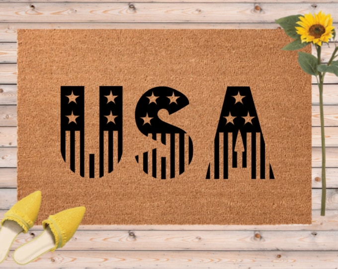 USA Patriotic Door Mat, Stars and Stripes Doormat, American Flag ...