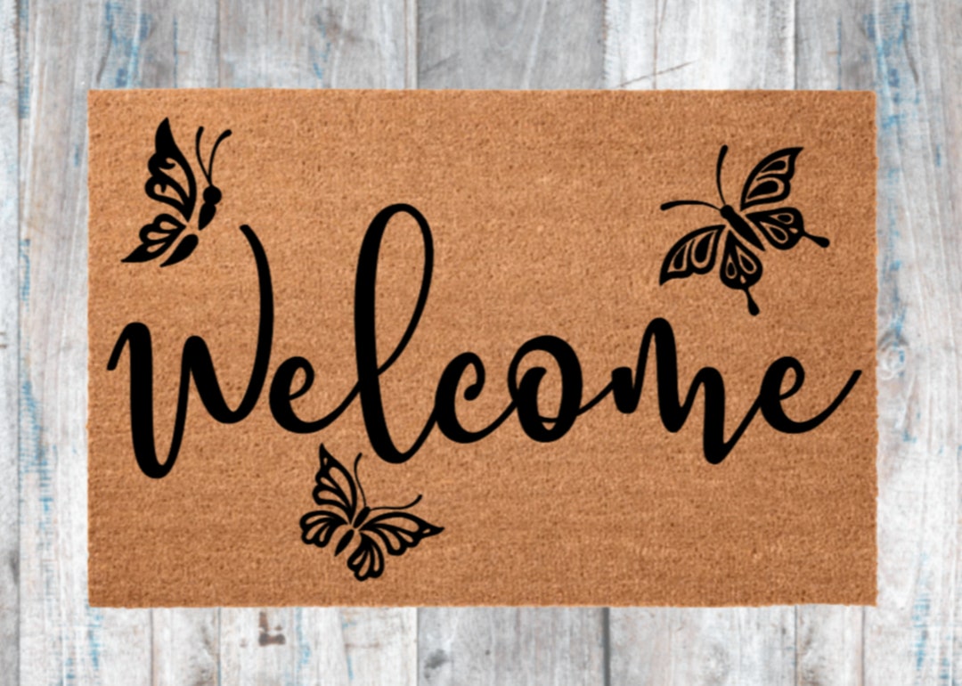 Butterfly Welcome Doormat, Butterflies Woodlands Cottagecore Decor ...