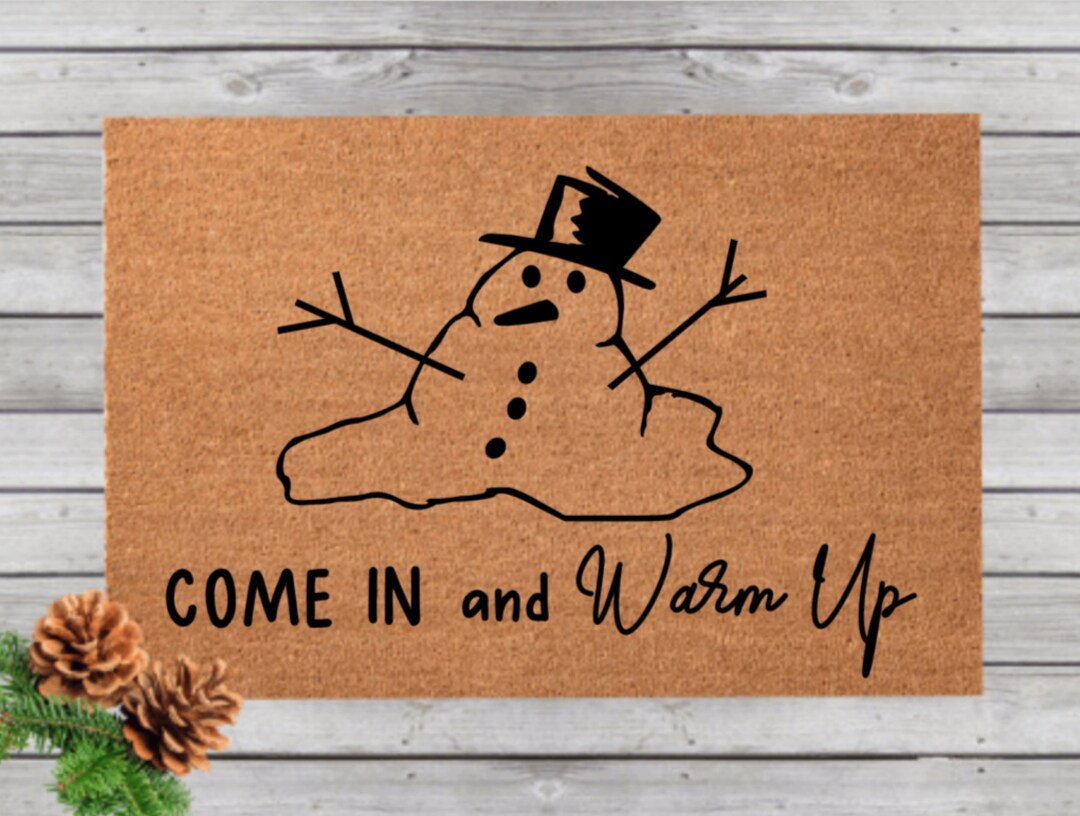 Snowman Melting Doormat, Snow Man Winter Outdoor Rug Door Mat, Welcome ...