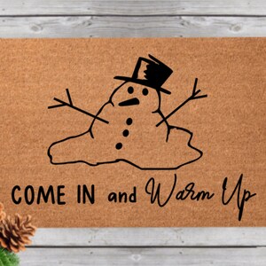 Snowman Melting Doormat, Snow Man Winter Outdoor Rug Door Mat, Welcome ...