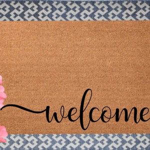 Welcome Mat Script Welcome Doormat Custom Painted Doormat - Etsy