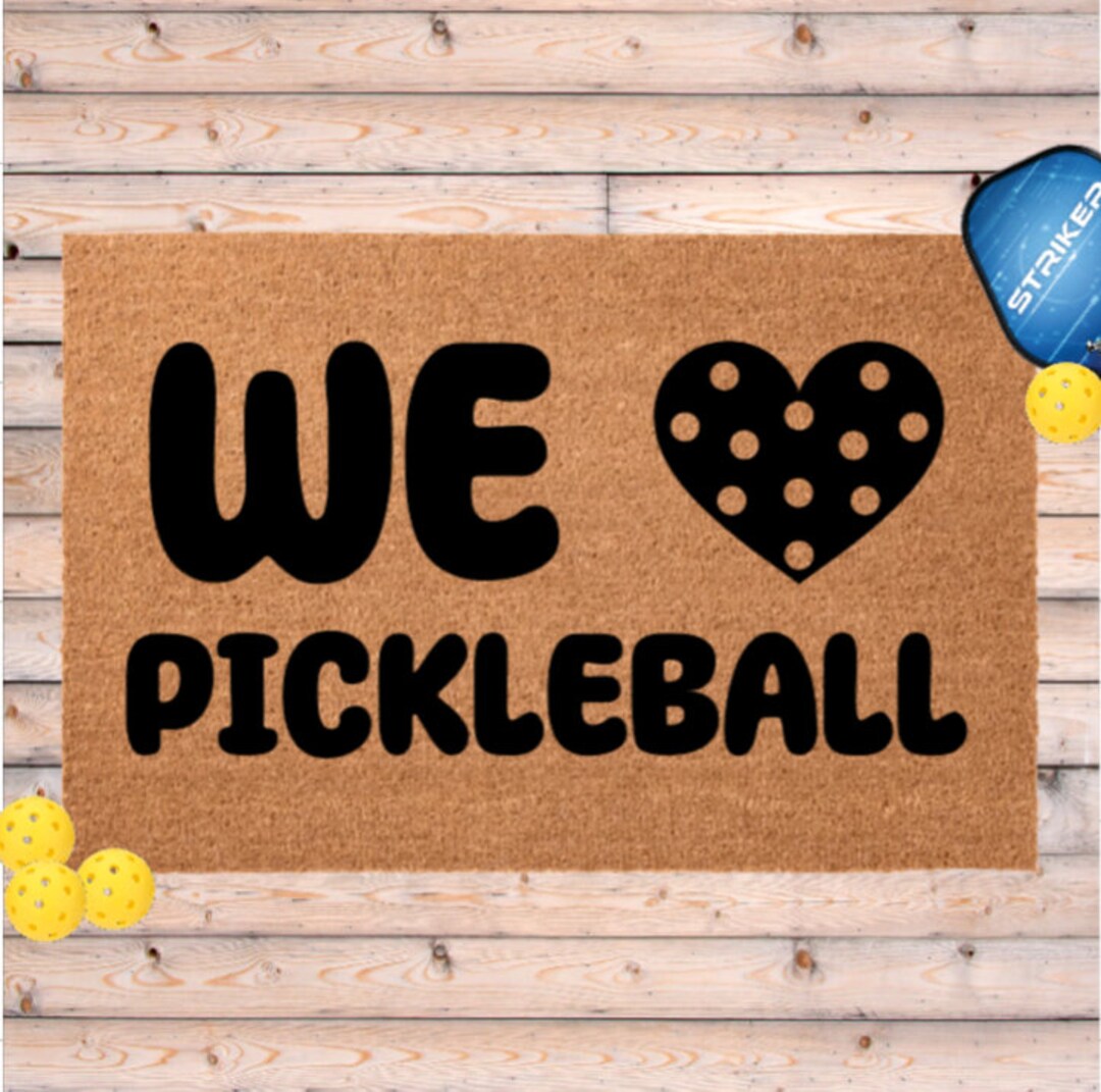 Pickleball Doormat, Love Pickleball Gifts, We Heart Pickleball Door Mat ...