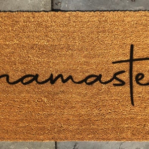 Namaste Outdoor Doormat, Script Sanskrit Yoga Front Welcome Mat, Peace ...