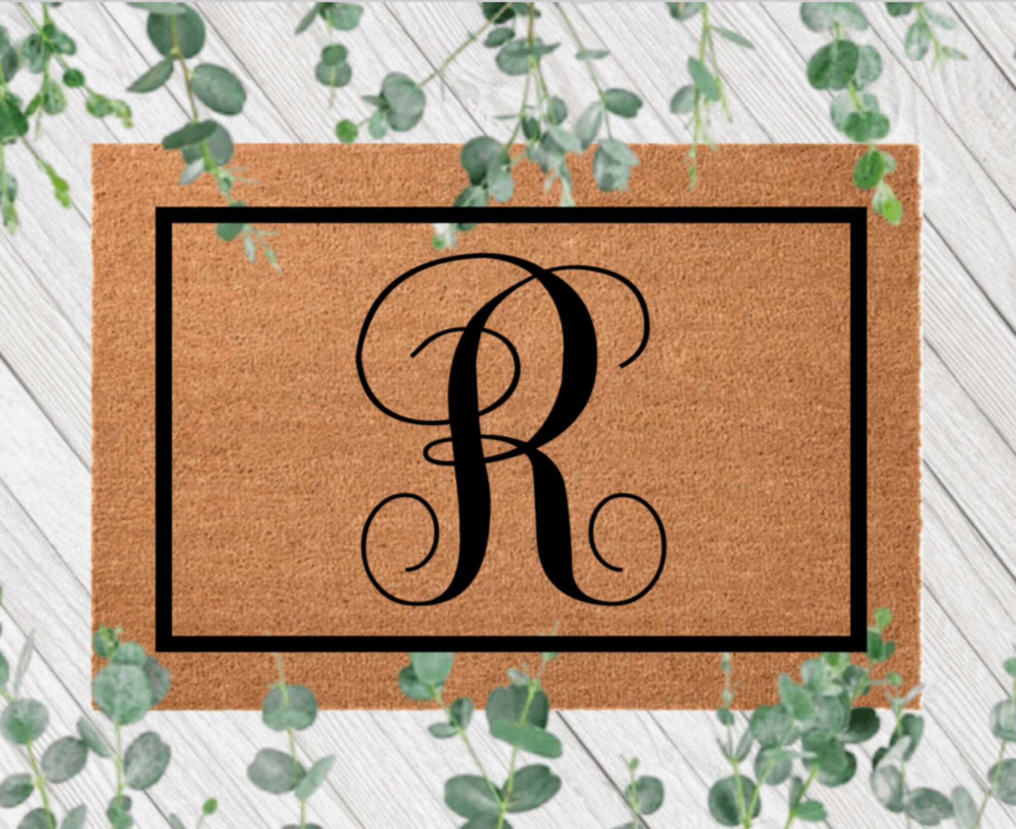 Monogram Doormat Initial Door Mat Border Custom Welcome Mat - Etsy