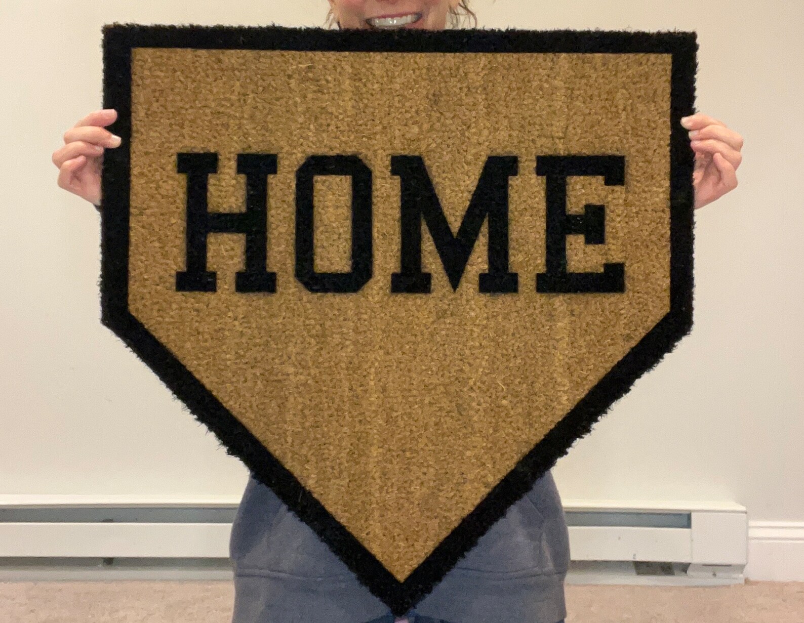 Home Plate Doormat, 23.5 X 23.5" Home Base Door Mat, Baseball Welcome ...