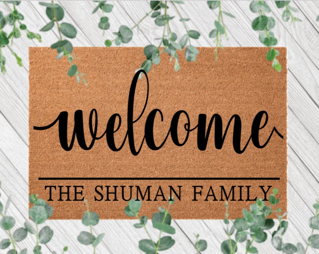Welcome Door Mat With Last Name Family Name on Doormat - Etsy
