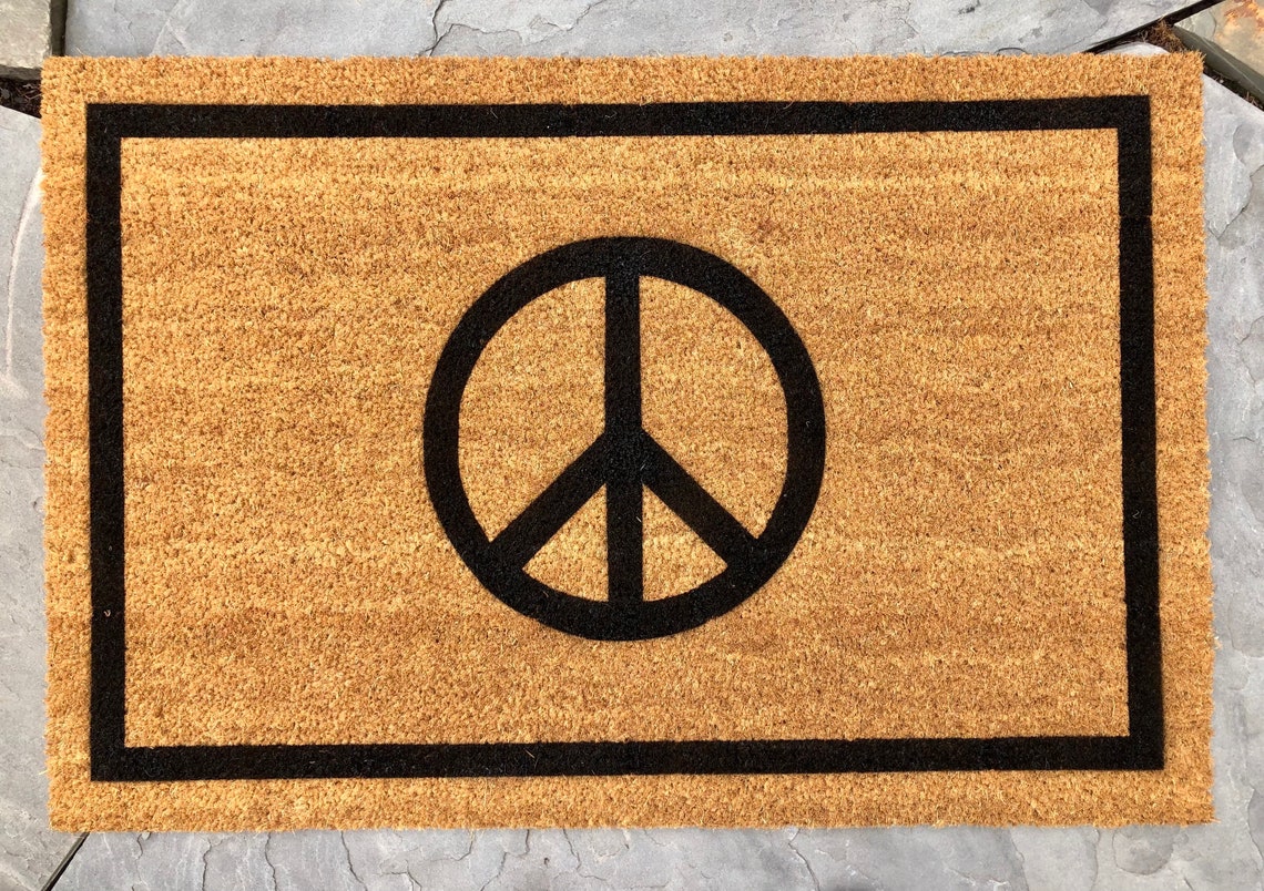 Peace Door Mat Peace Sign Doormat Peace Symbol Coir Welcome - Etsy