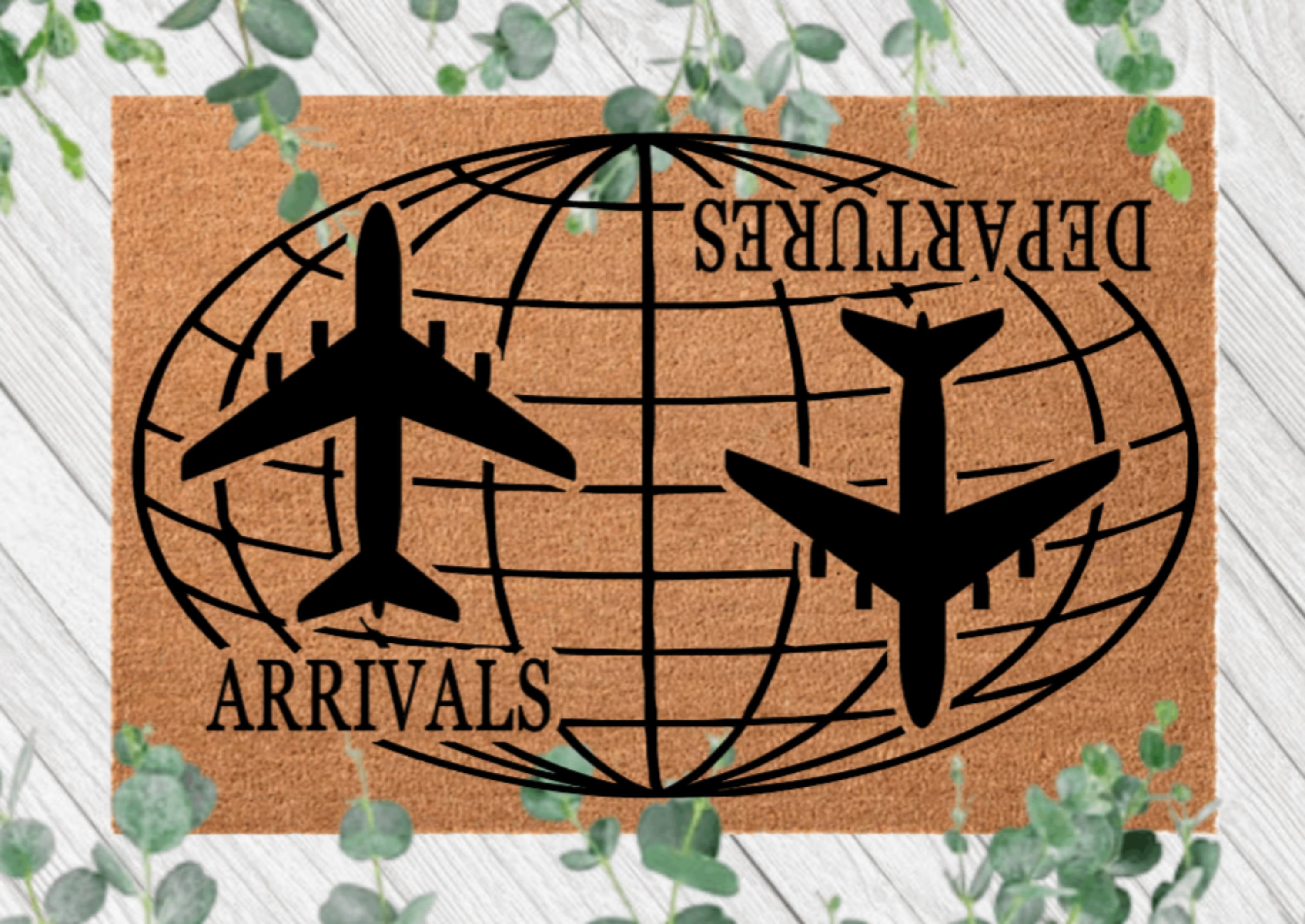 Arrivals Departures Airplane World Globe Doormat Frequent - Etsy