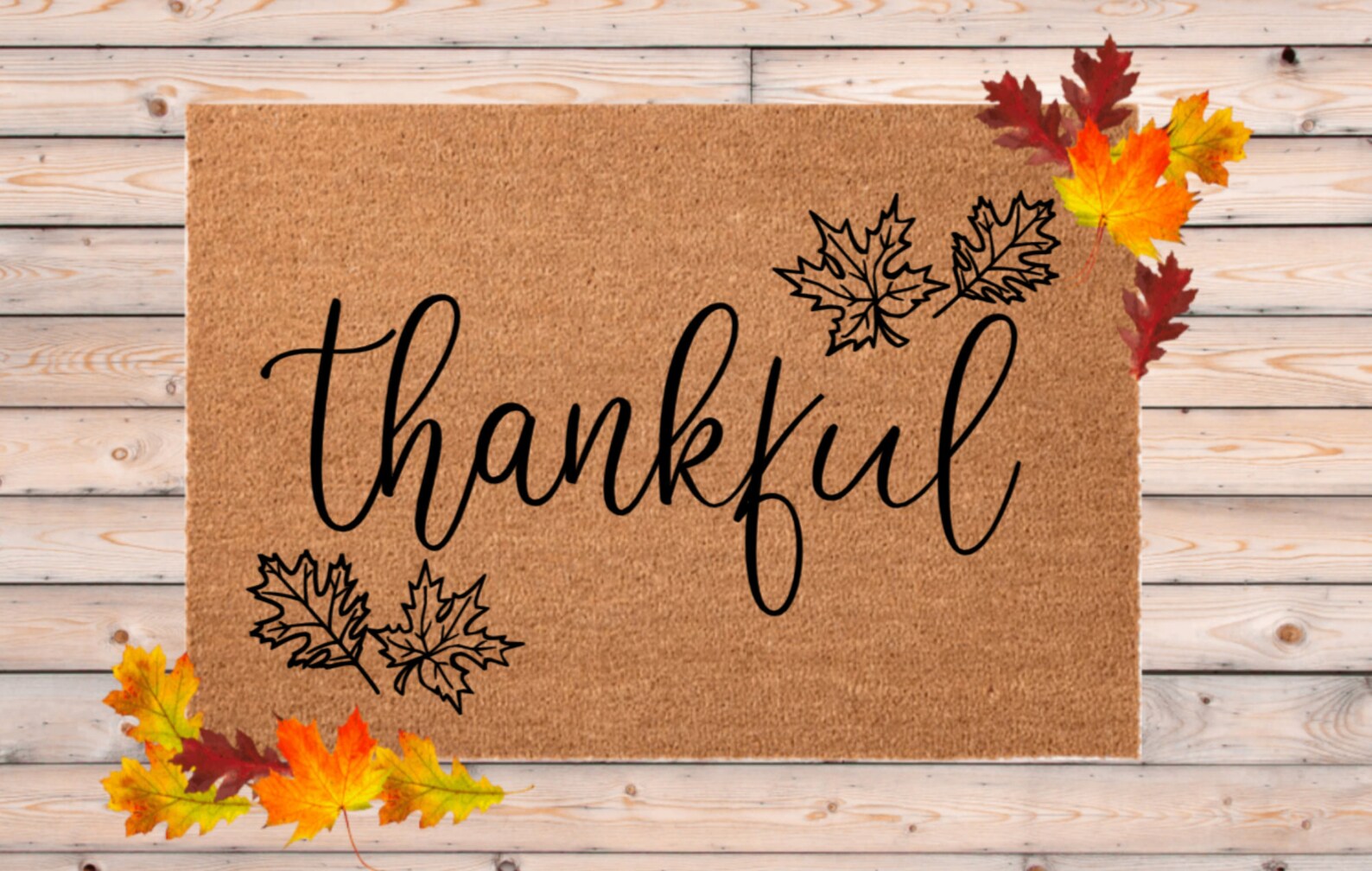 Thankful Fall Door Mat Thanksgiving Outdoor Mat Leaves - Etsy