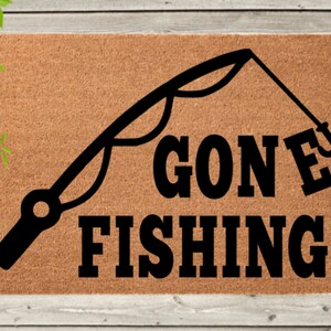 Gone Fishing Door Mat Fisherman Doormat Fish Pole Coir - Etsy