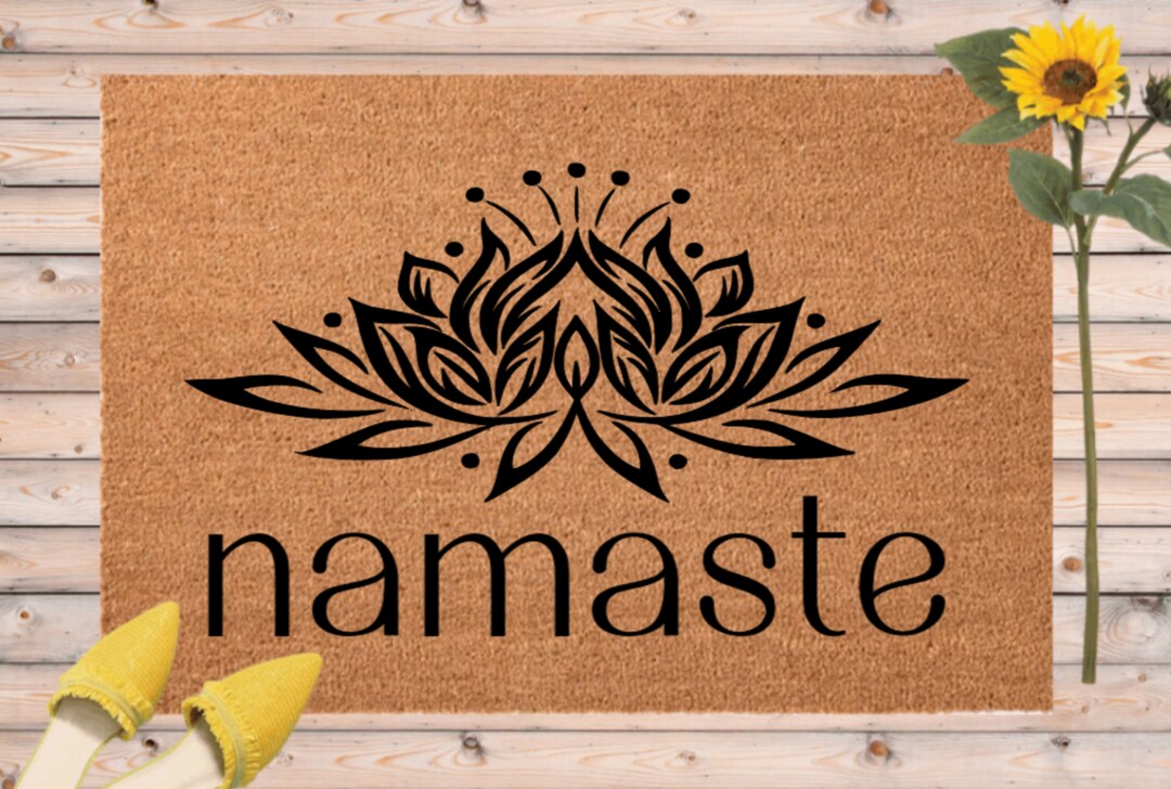 Namaste Door Mat, Lotus Flower Doormat, Yoga Studio Gift, Front Welcome ...