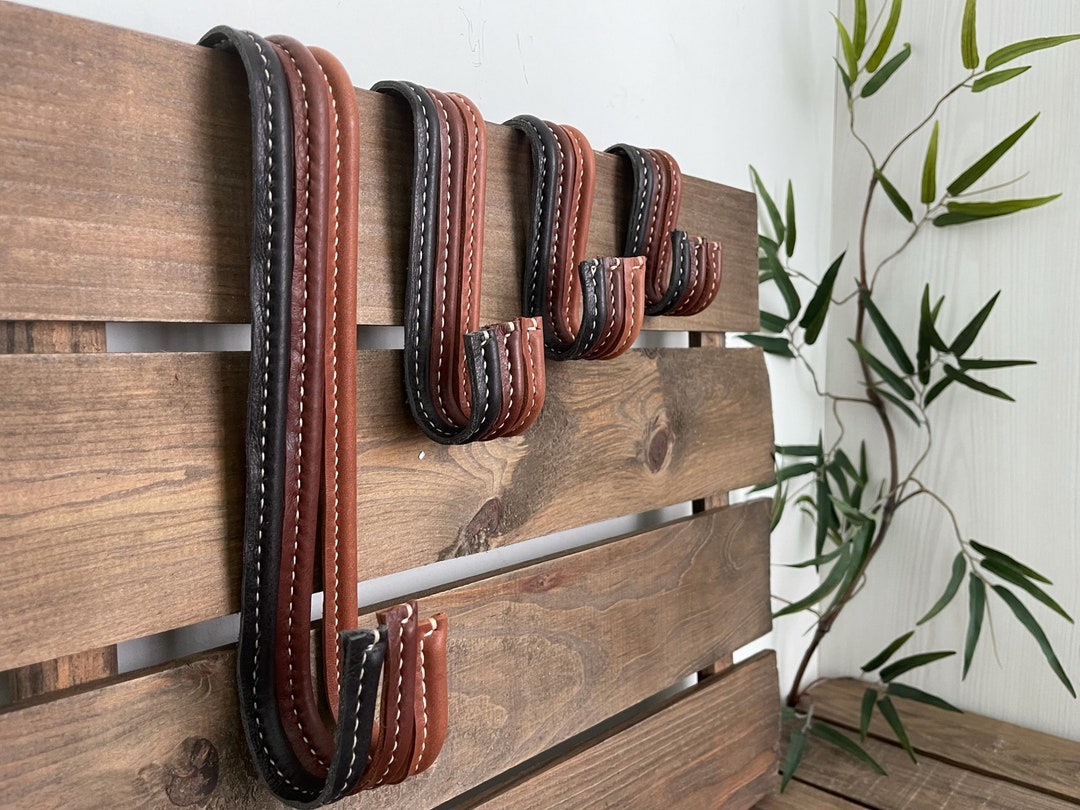 Hand-stitched Leather S Hooks – Earth Tone Decorative Wall Hooks - Etsy