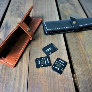 SD Card Holder // 10 SD Card Slots // Leather SD Card Case ...