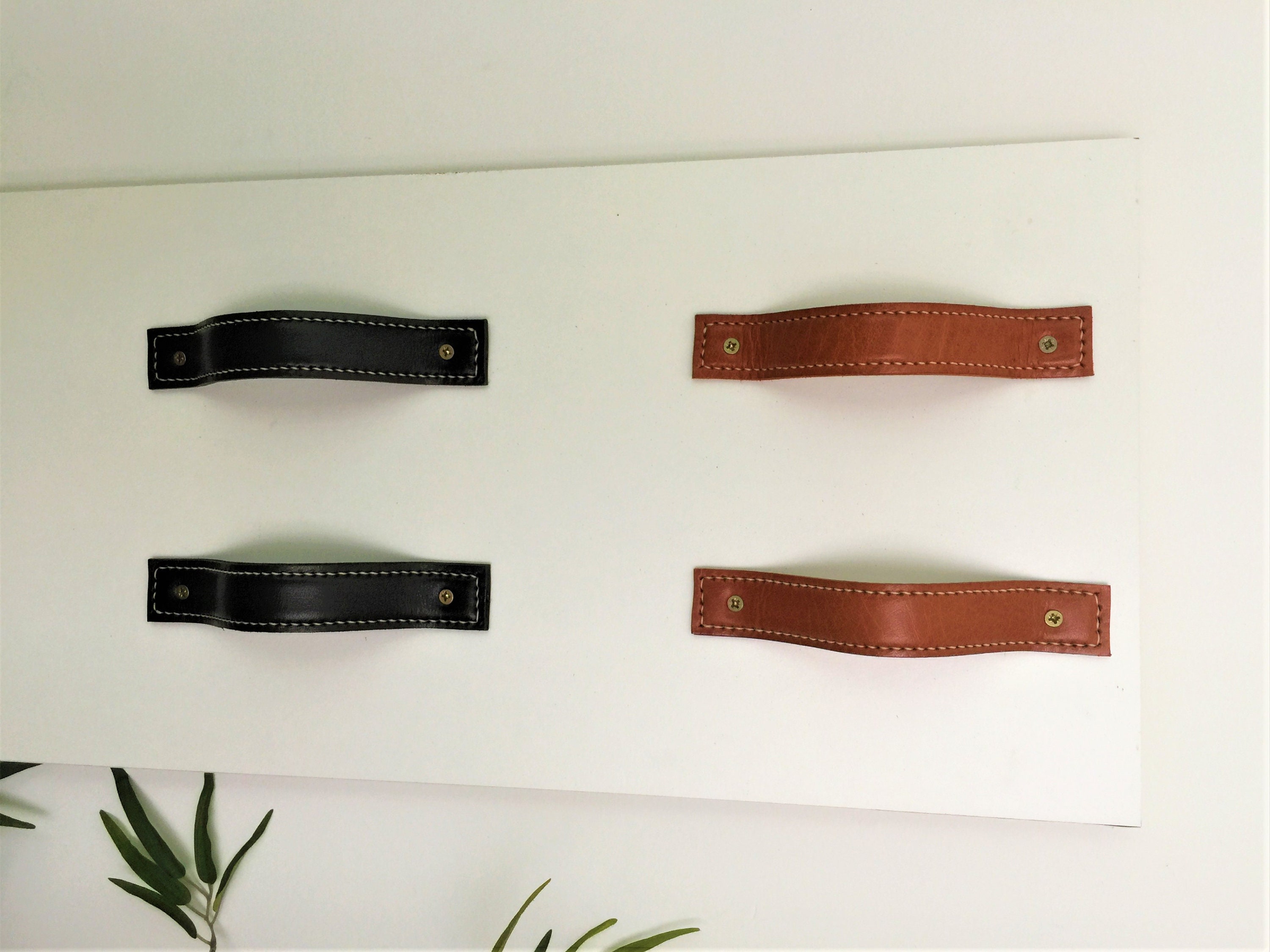 Leather Drawer Pull // Leather Handle // Leather Pull // - Etsy