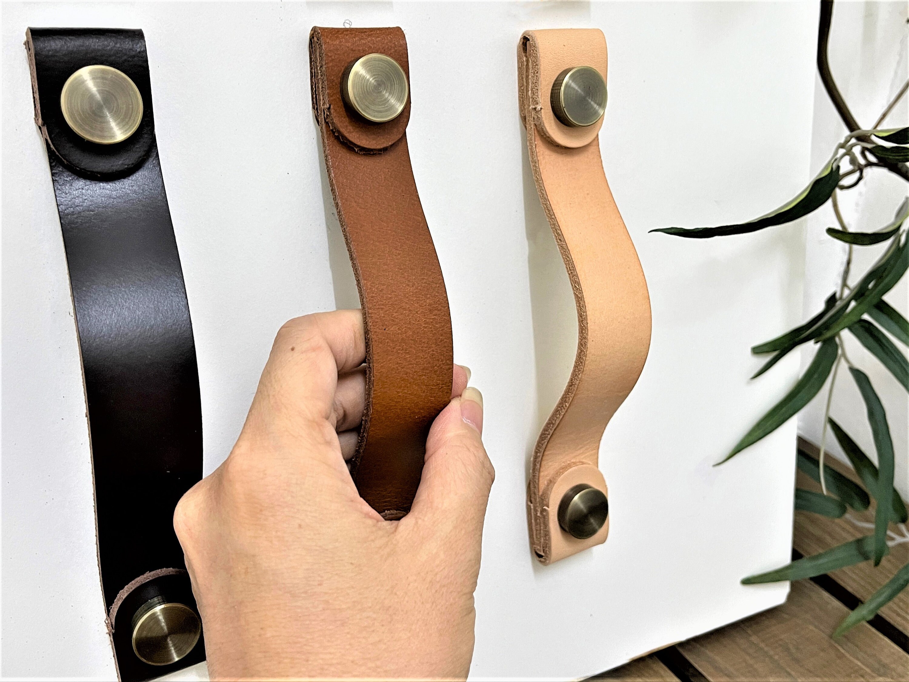 Handmade Leather Drawer Pulls – Rustic Modern Cabinet Handles - Etsy