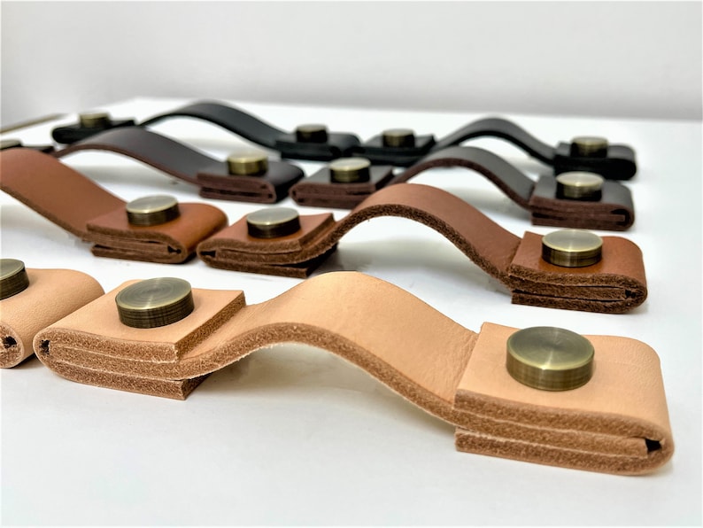 Handmade Leather Drawer Pulls – Rustic Modern Cabinet Handles - Etsy