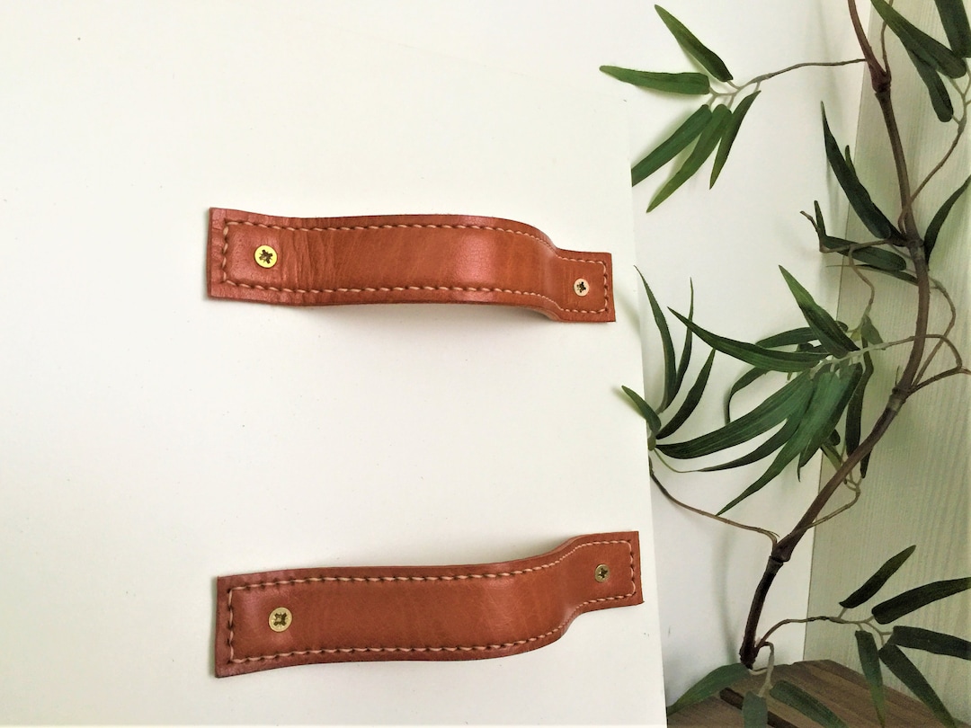 Leather Drawer Pull // Leather Handle // Leather Pull // Leather ...