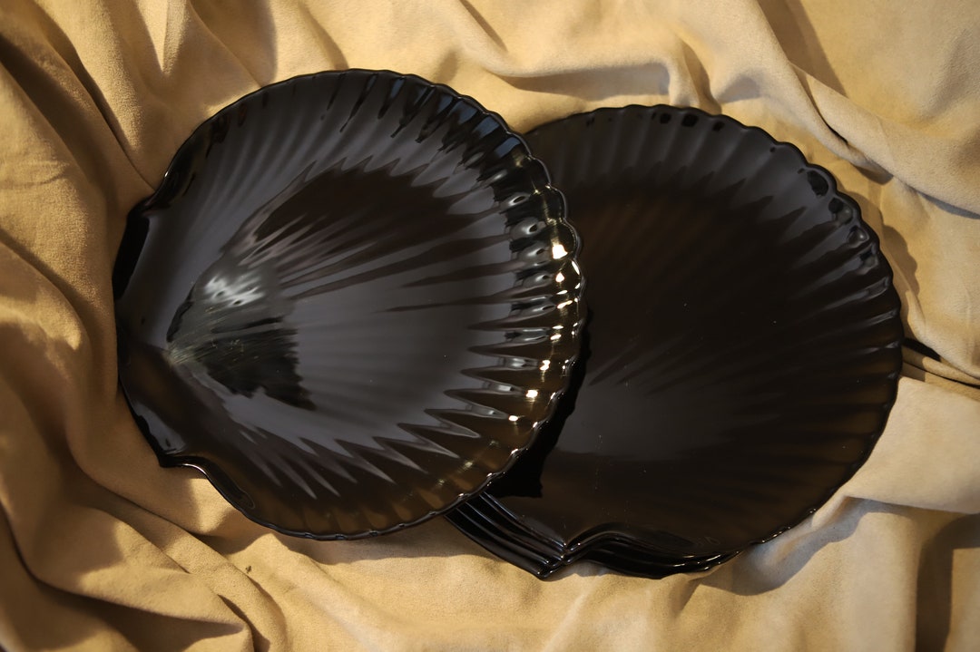 Arcoroc Black Shell Plates ( Set of 6 ) - Etsy