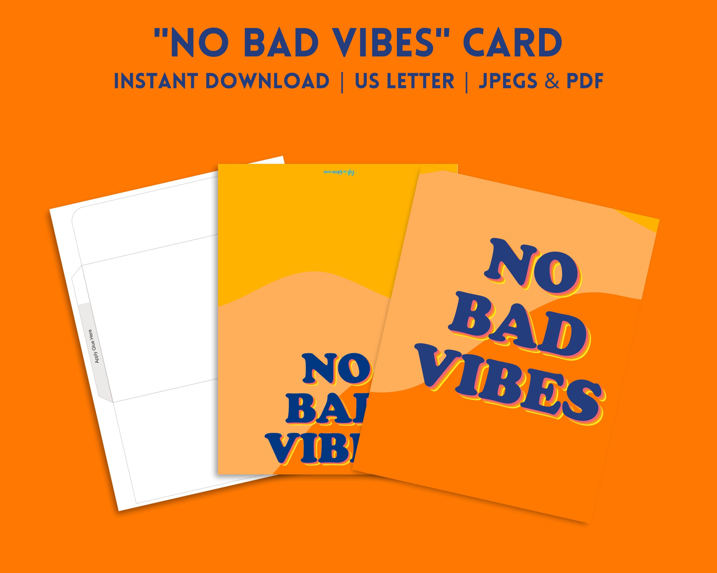 Printable no Bad Vibes Digital Note Card, 5x7, Landscape & Portrait ...
