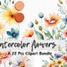 Watercolor Flower Clipart Bundle: 22 Pcs Floral Digital Elements for ...