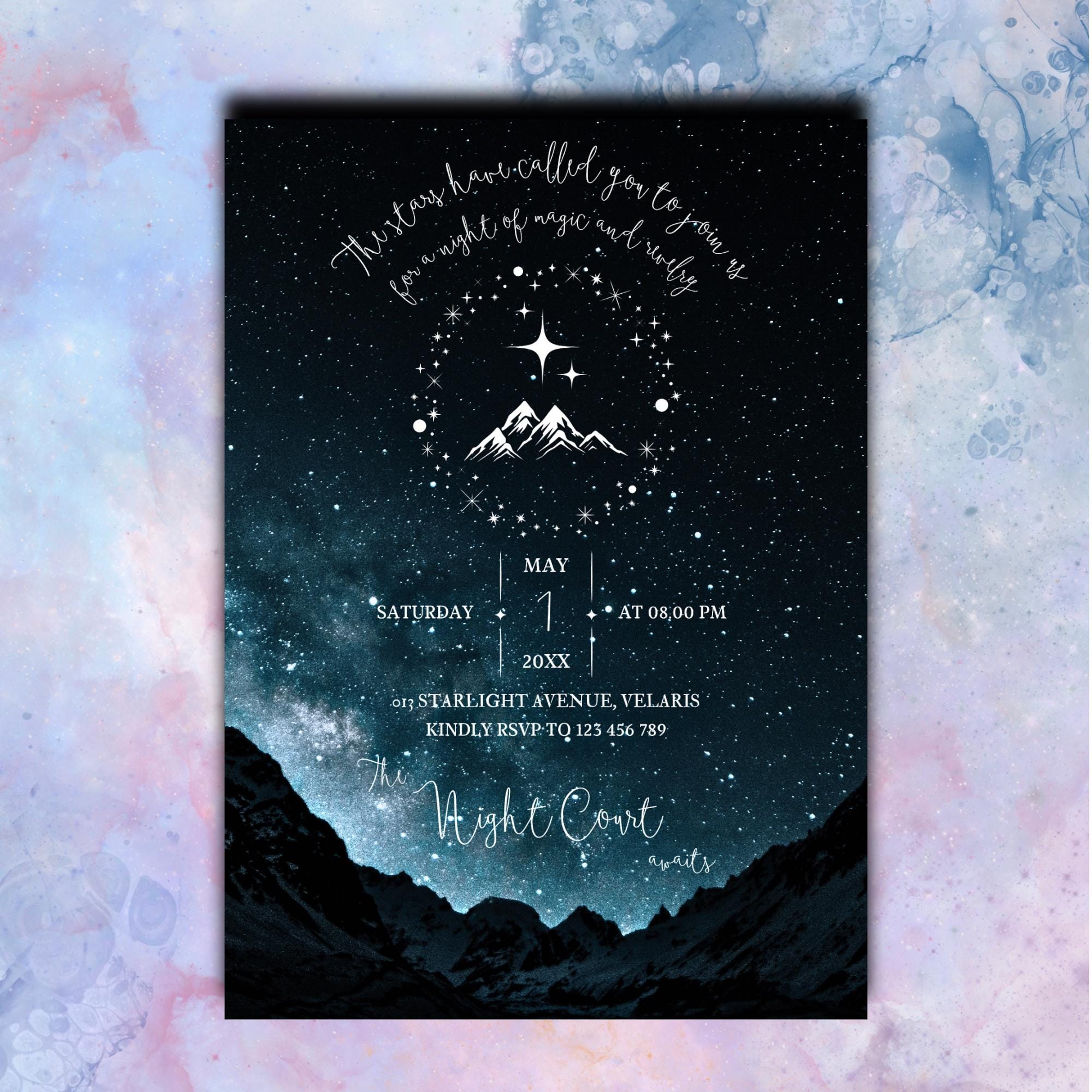 ACOTAR Night Court Invitation Template | Editable Canva Design ...