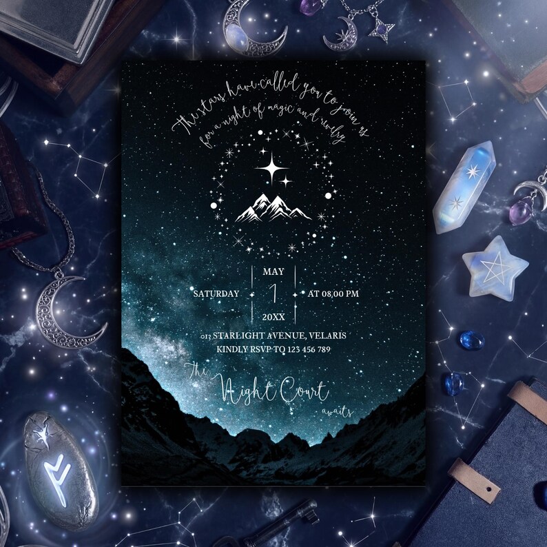 ACOTAR Night Court Invitation Template | Editable Canva Design ...